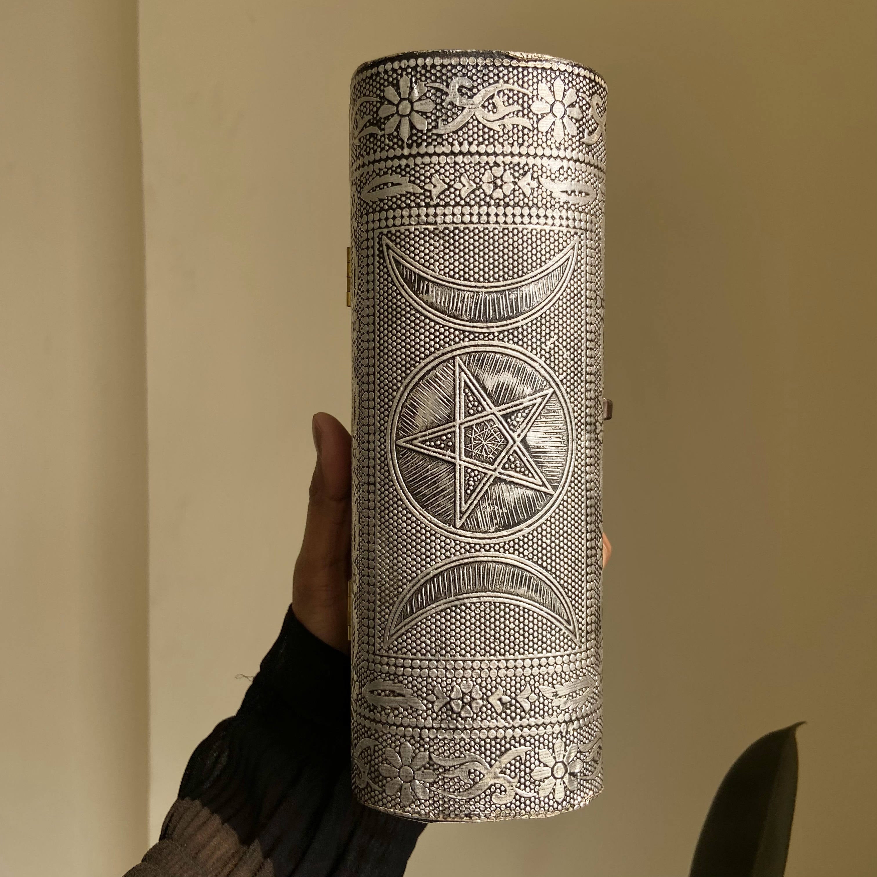 Triple Moon & Pentacle Alumiunium sheet covered wooden box – The Lilith Stores